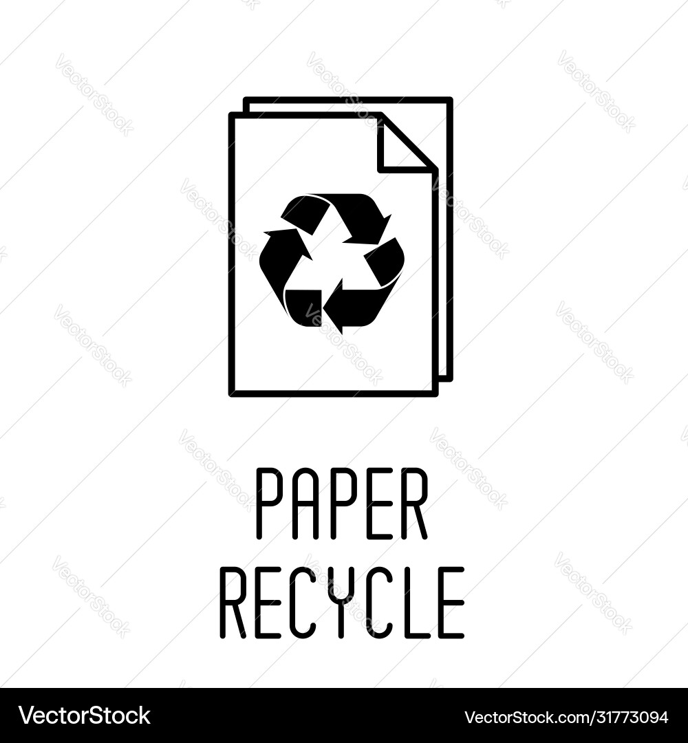 Disposal paper recycling line icon Royalty Free Vector Image