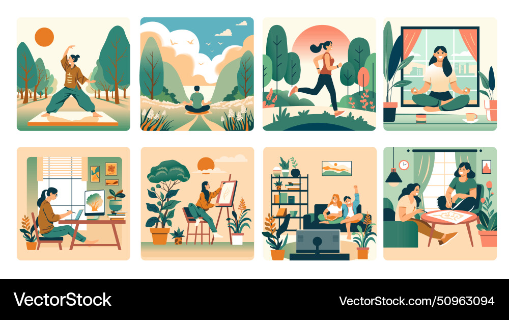 Diverse indoor and outdoor hobbies Royalty Free Vector Image
