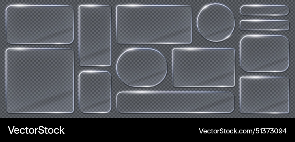 Glass light frames and borders realistic 3d set Vector Image