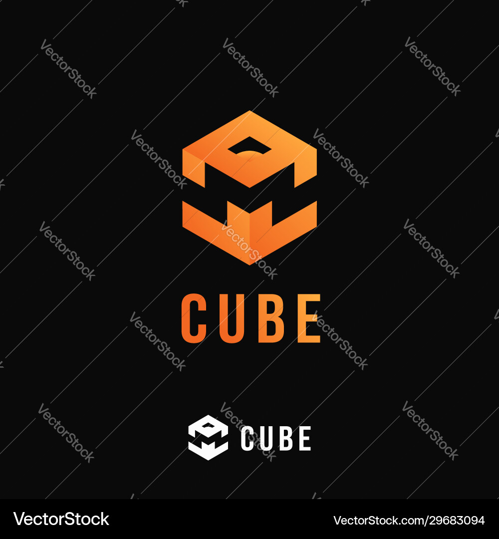 Letter m cube square 3d logo geometry icon Vector Image