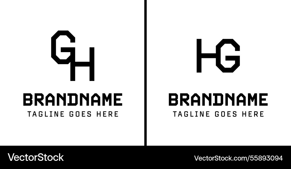 Letters gh and hg monogram logo suitable for any Vector Image