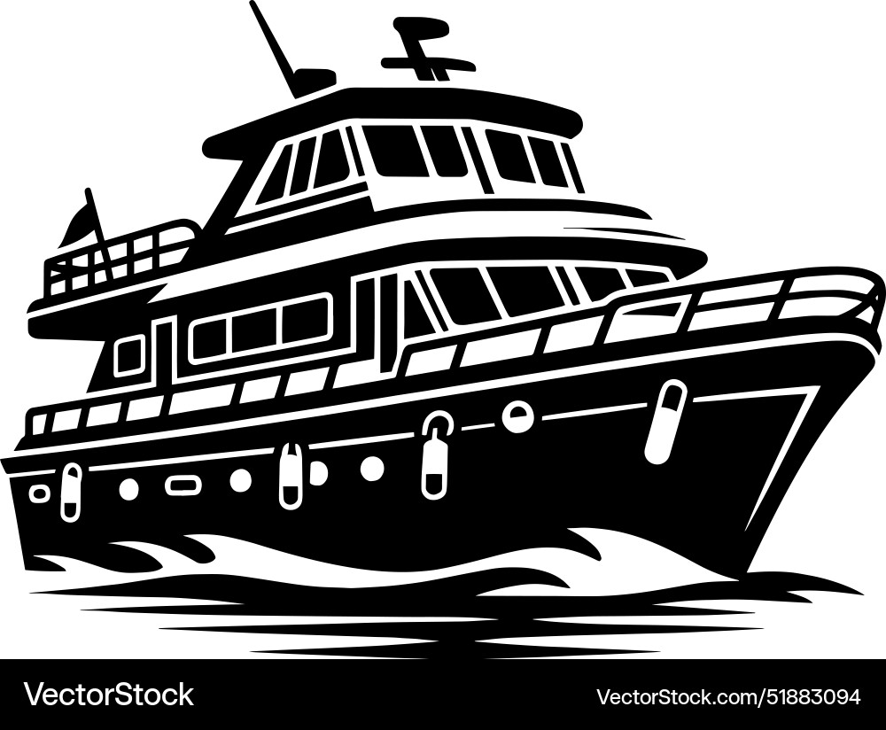 Modern luxury yacht ship silhouette isolated Vector Image