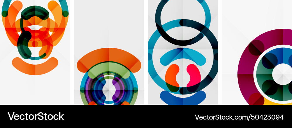 Set of line design circle posters Royalty Free Vector Image