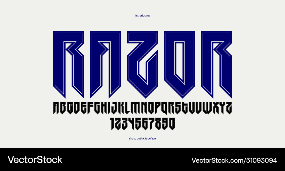 Sharp and bold display font for logo gothic or Vector Image