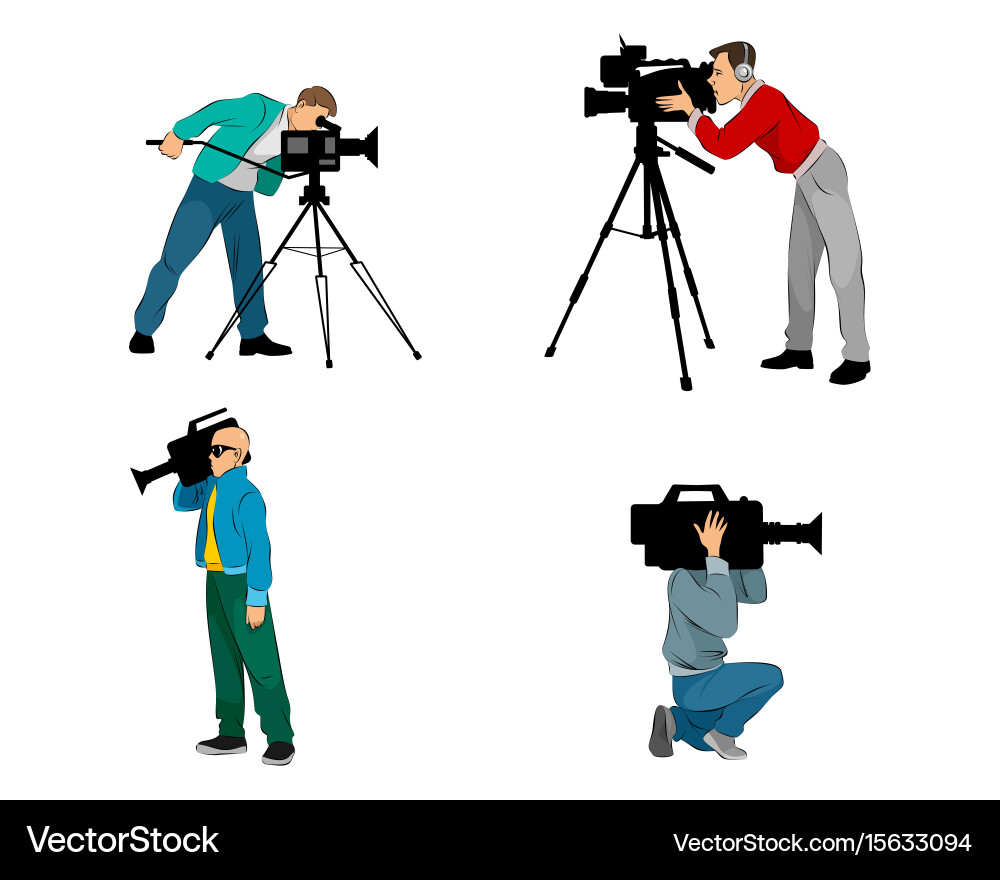 Six videographers set Royalty Free Vector Image
