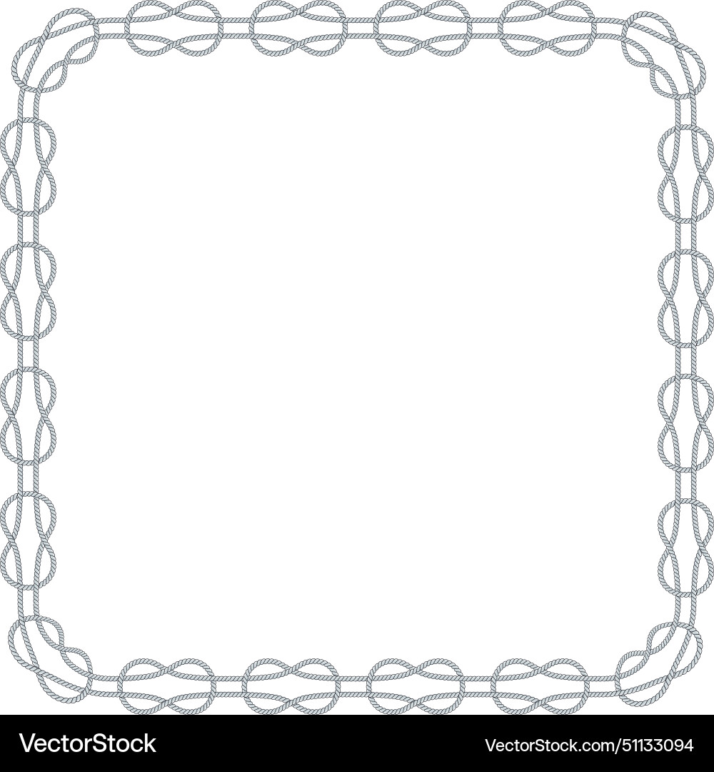 Square rope frame isolated on white background Vector Image