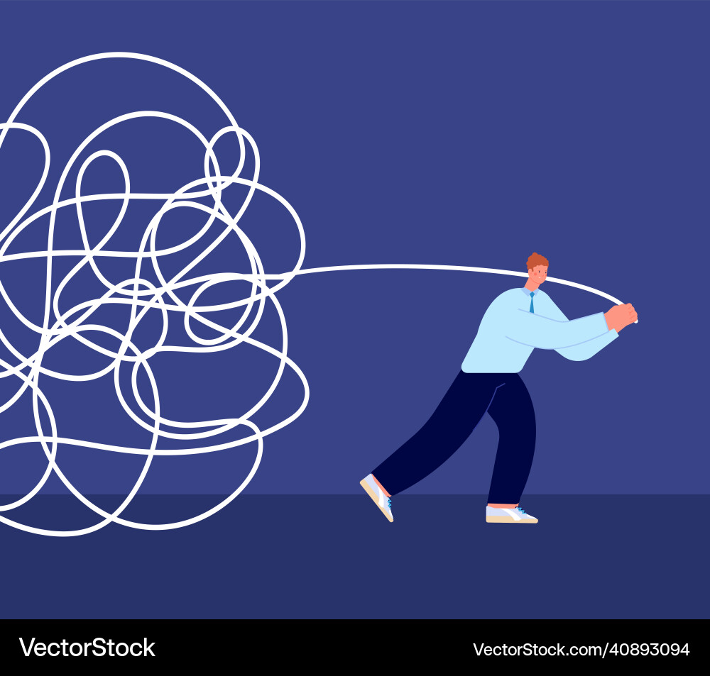 Tangled rope concept business problems metaphor Vector Image