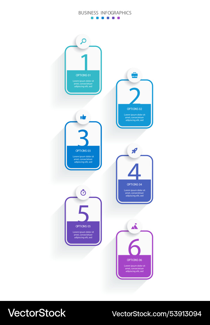 Vertical progress bar featuring 6 arrow-shaped Vector Image