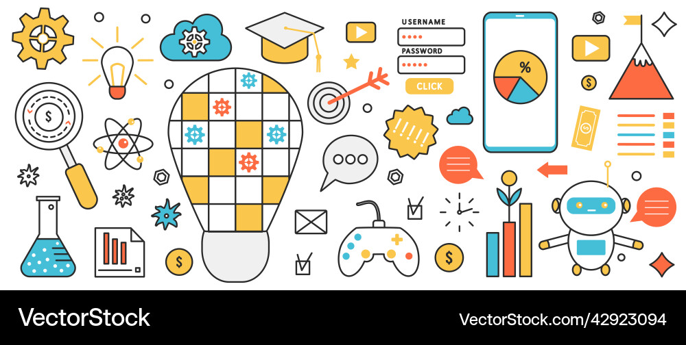 Web application technology solution and work Vector Image