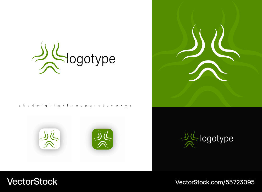 Abstract green wave logo symbolizing natural Vector Image