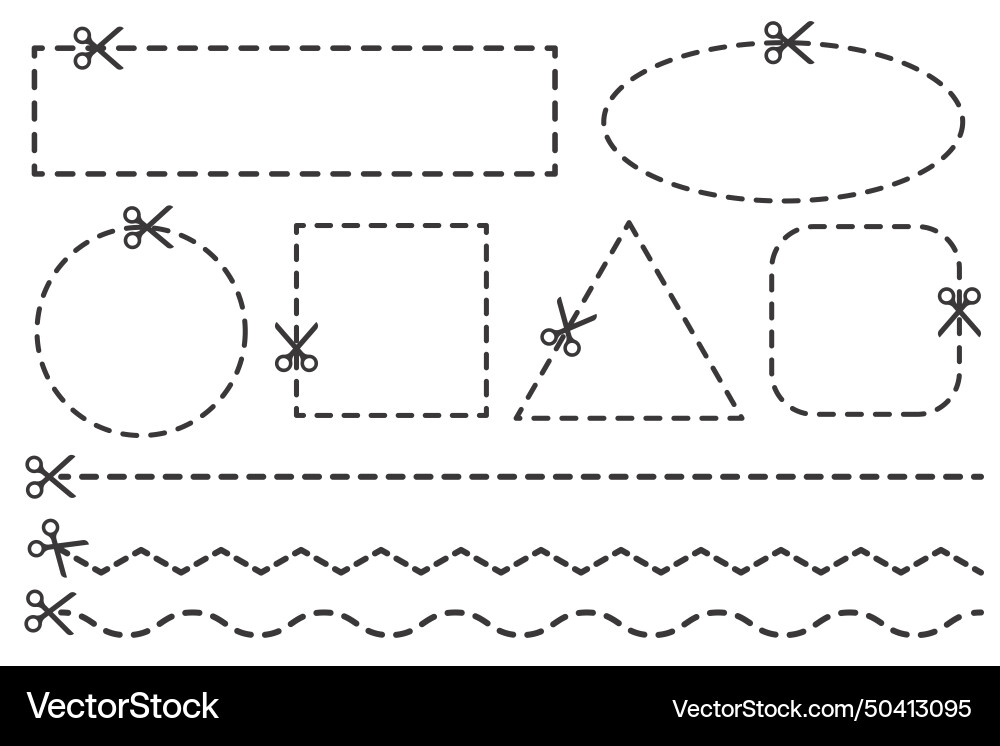 Cut here line with scissor icon Royalty Free Vector Image