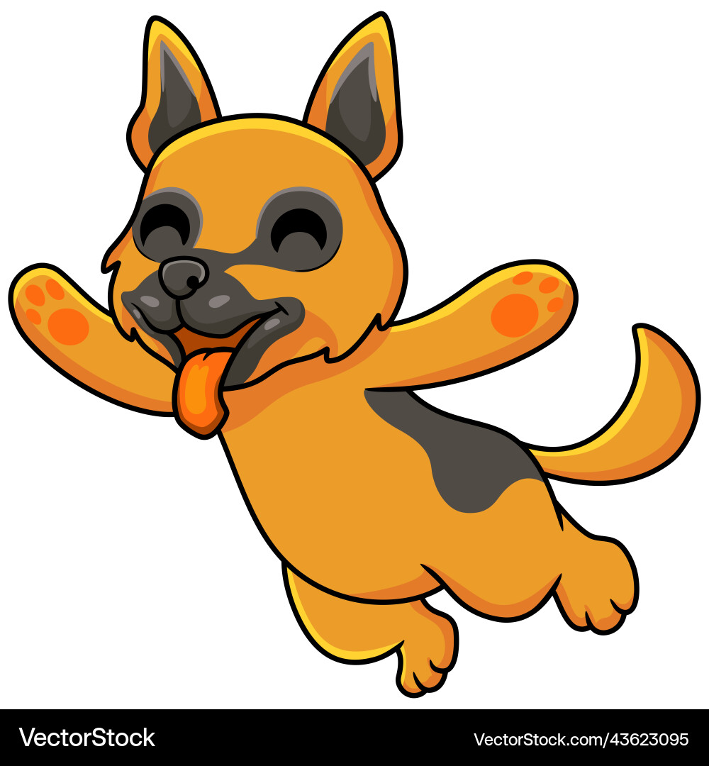 Cute german shepherd dog cartoon jumping Vector Image