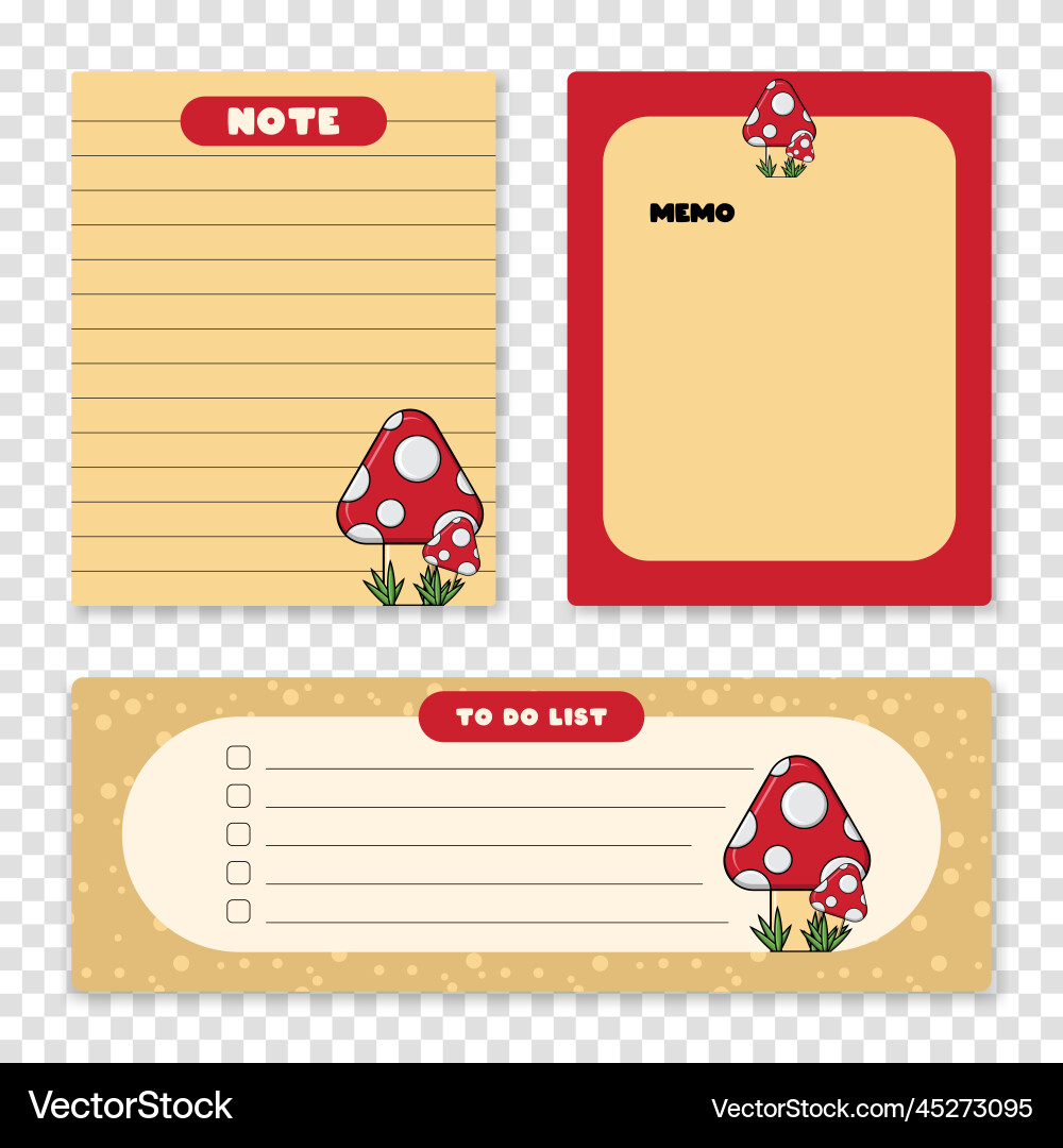 Cute memo template a collection of striped notes Vector Image