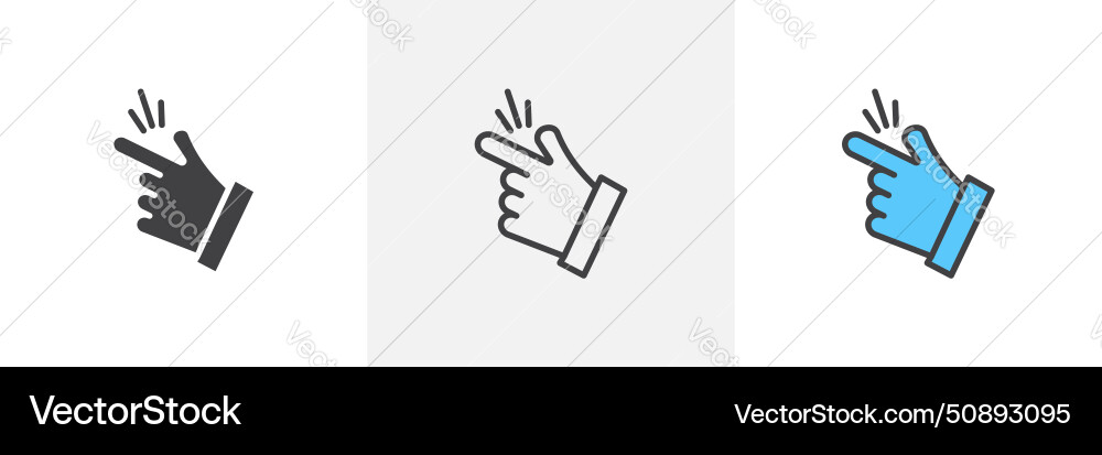 Finger snapping icon set hand snap easy Royalty Free Vector