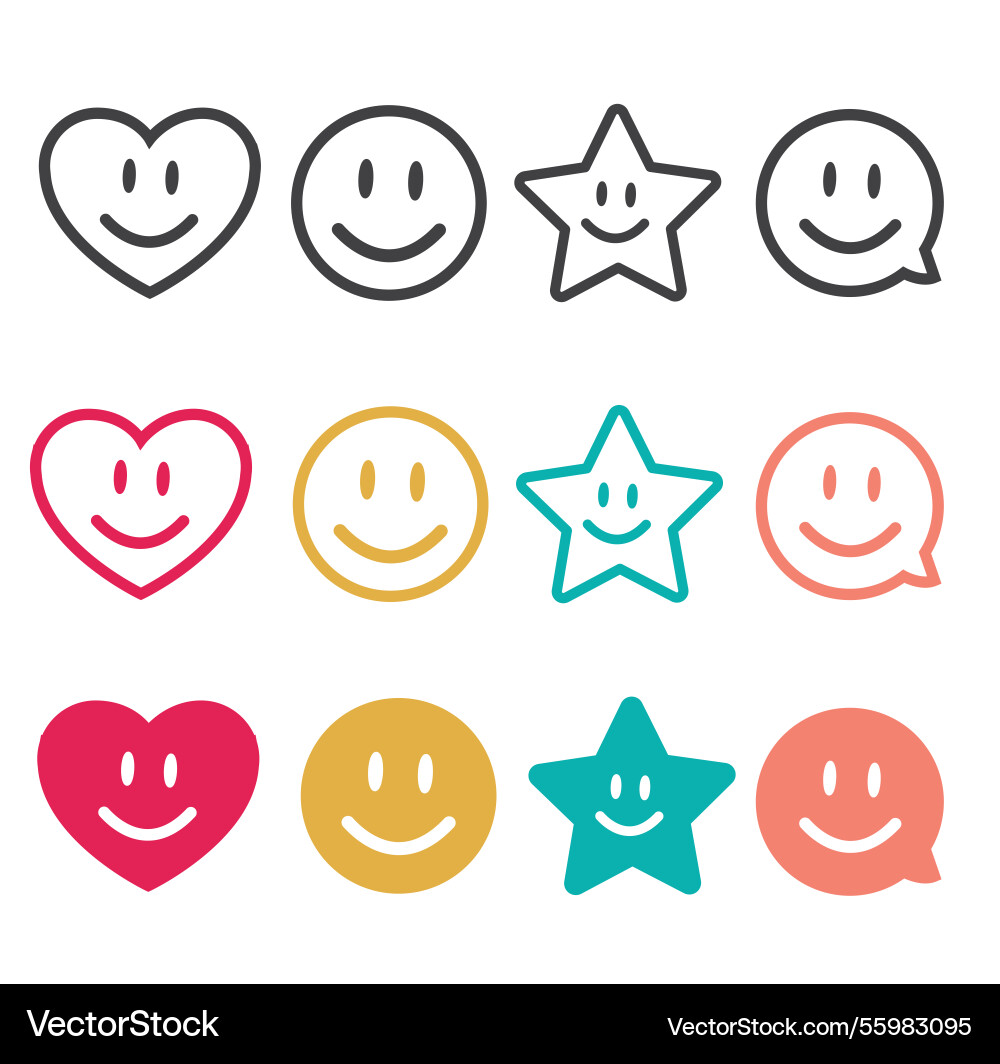 Heart star dialogue bubble and face with eyes Vector Image