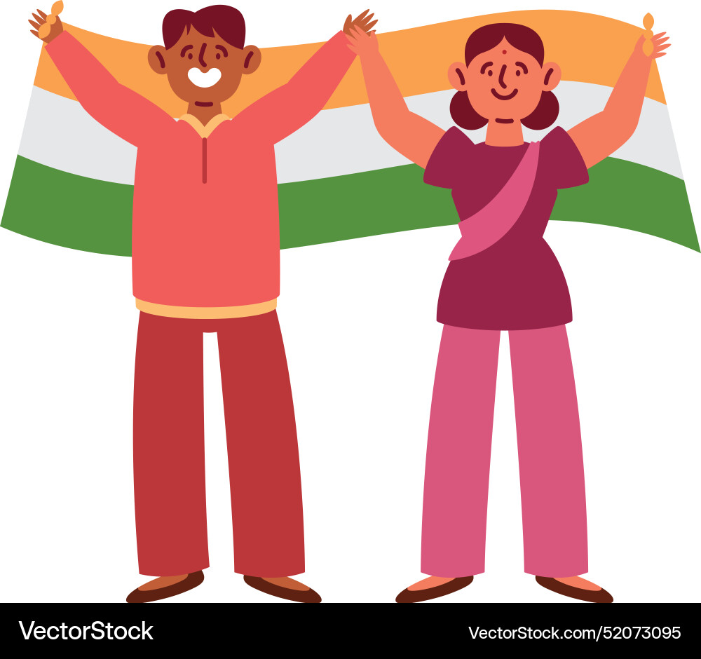 Indian young people celebrating independenceor Vector Image