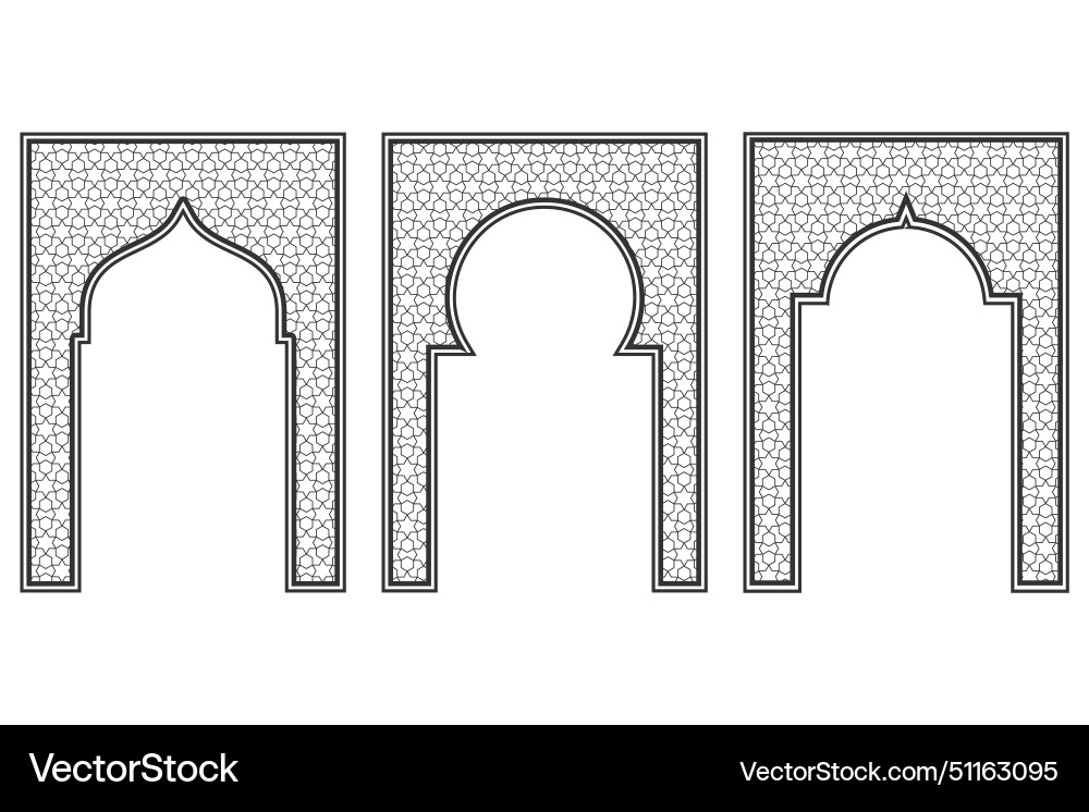 Islamic frame with arch and ornament ramadan gate Vector Image