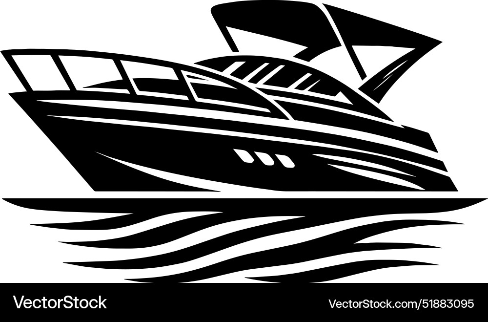 Modern luxury yacht ship silhouette isolated Vector Image