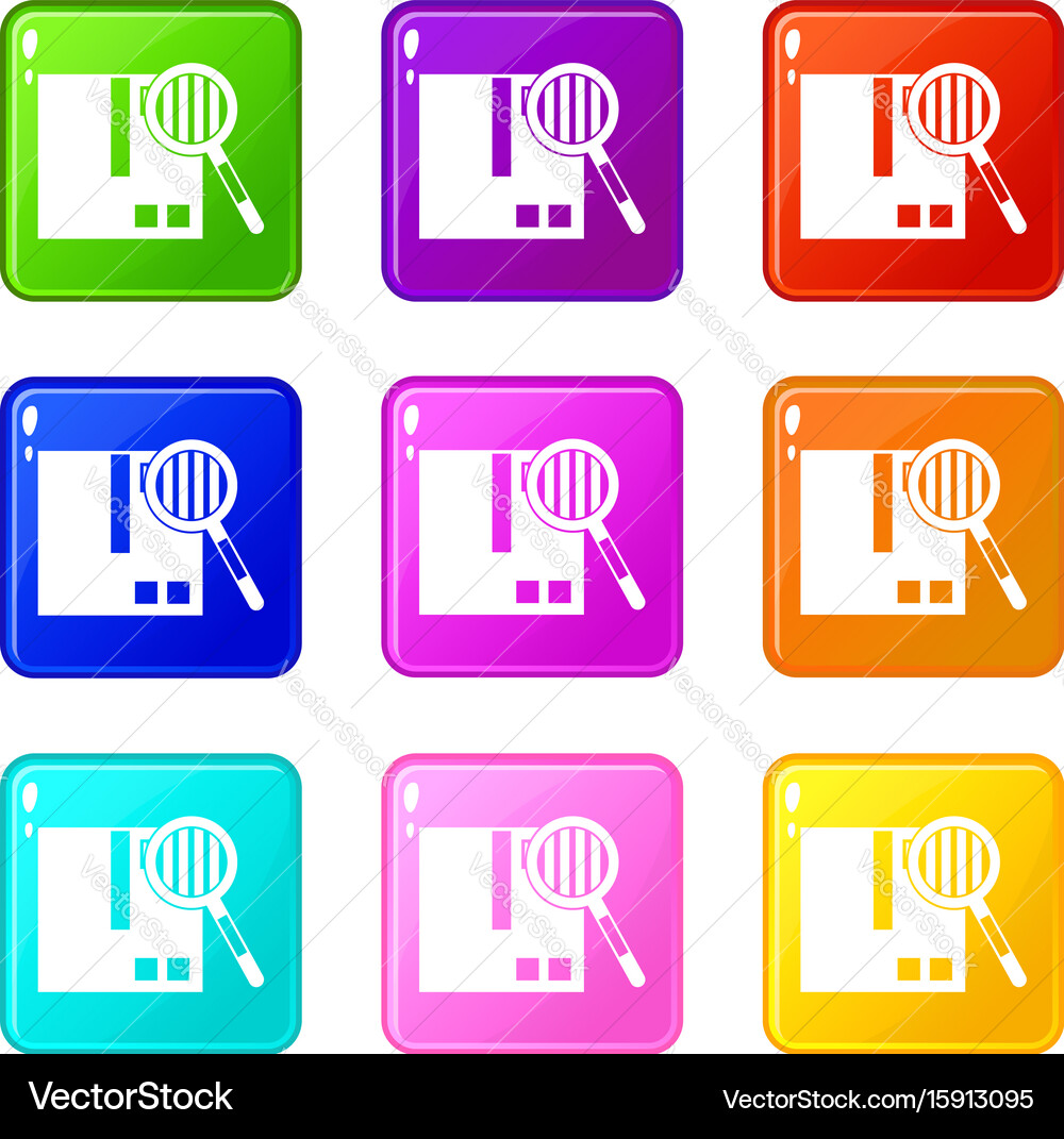 Quality control icons 9 set Royalty Free Vector Image