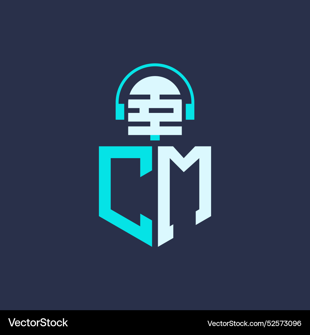 Cm microphone logo design for audio music Vector Image