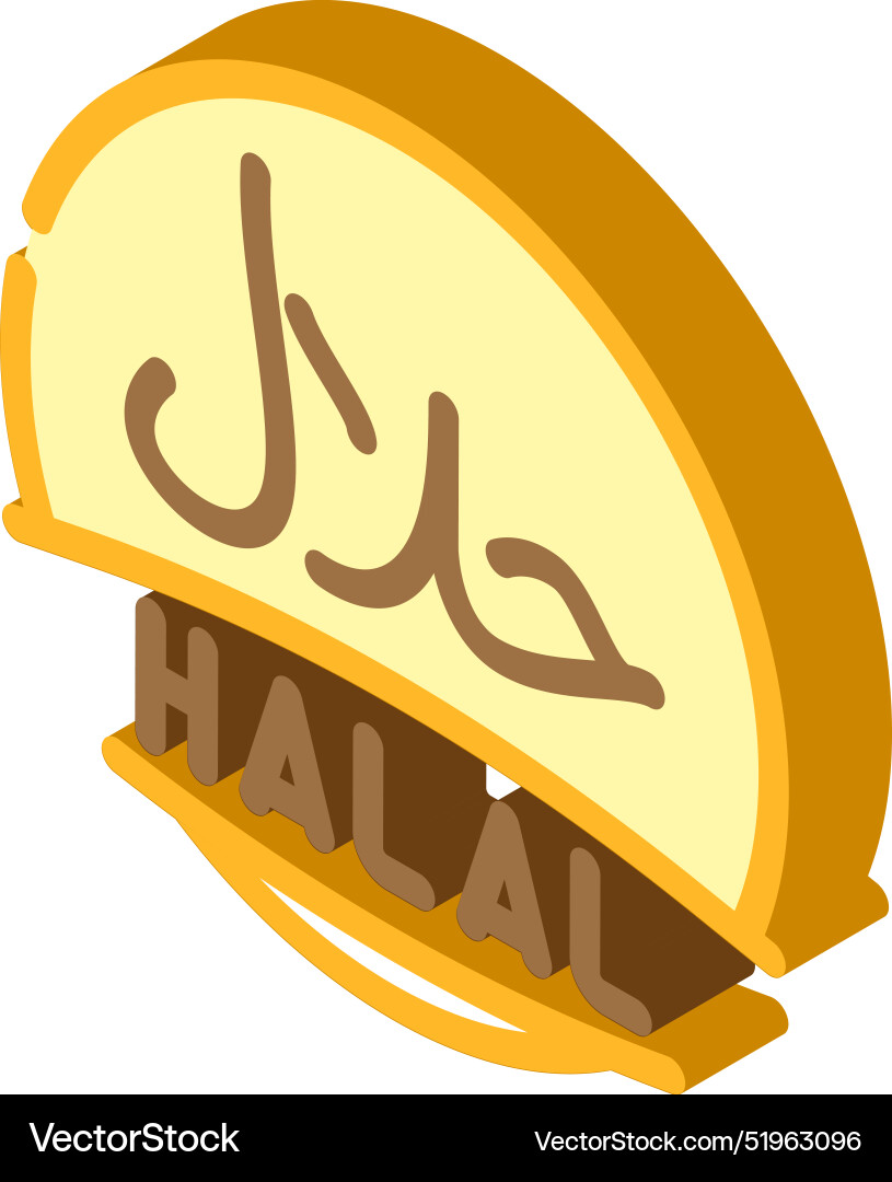 Halal product label warning isometric icon Vector Image