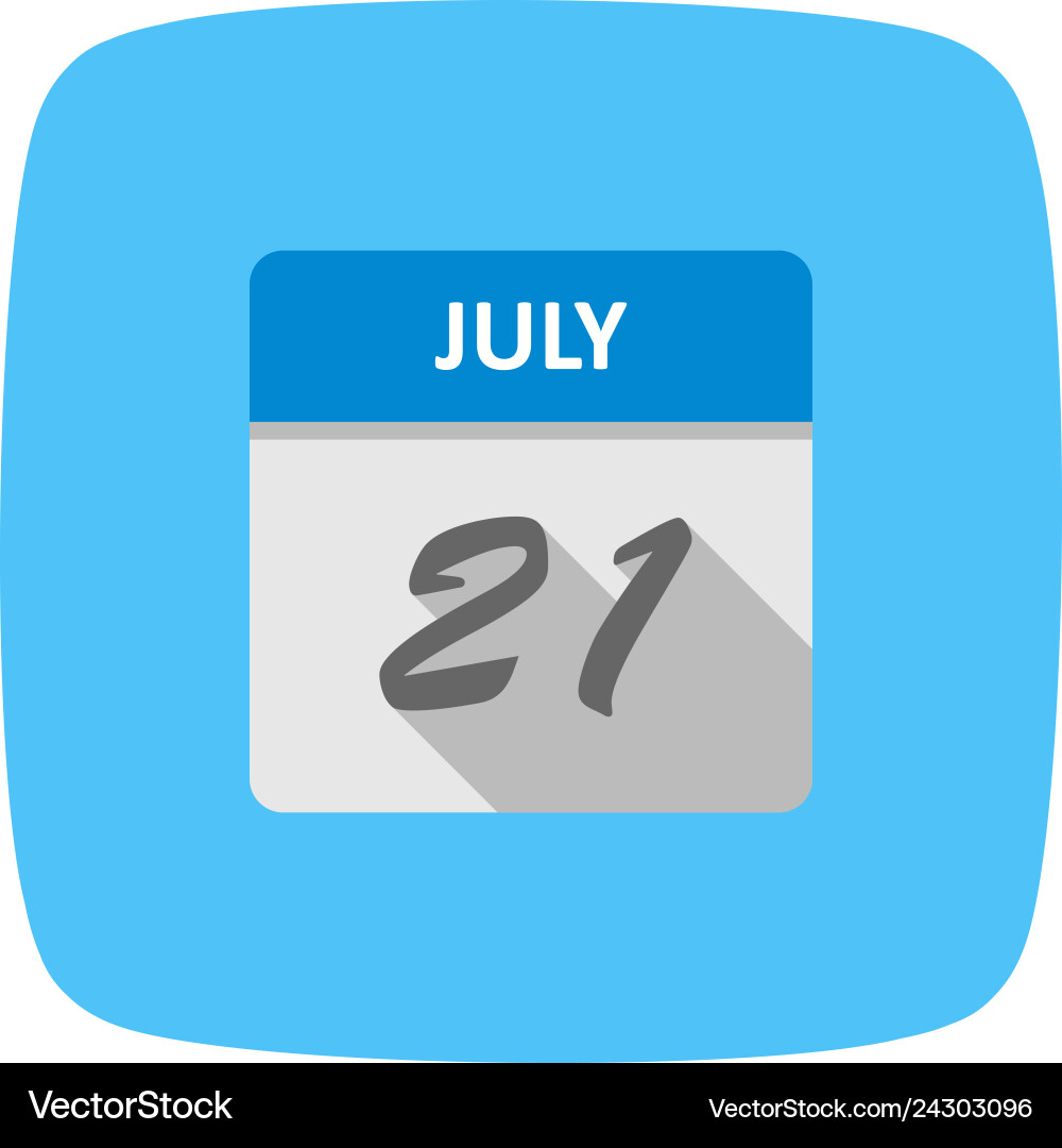 July 21st date on a single day calendar Royalty Free Vector