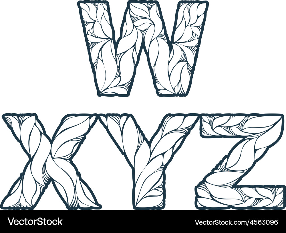 Single color delicate drop caps with floral Vector Image