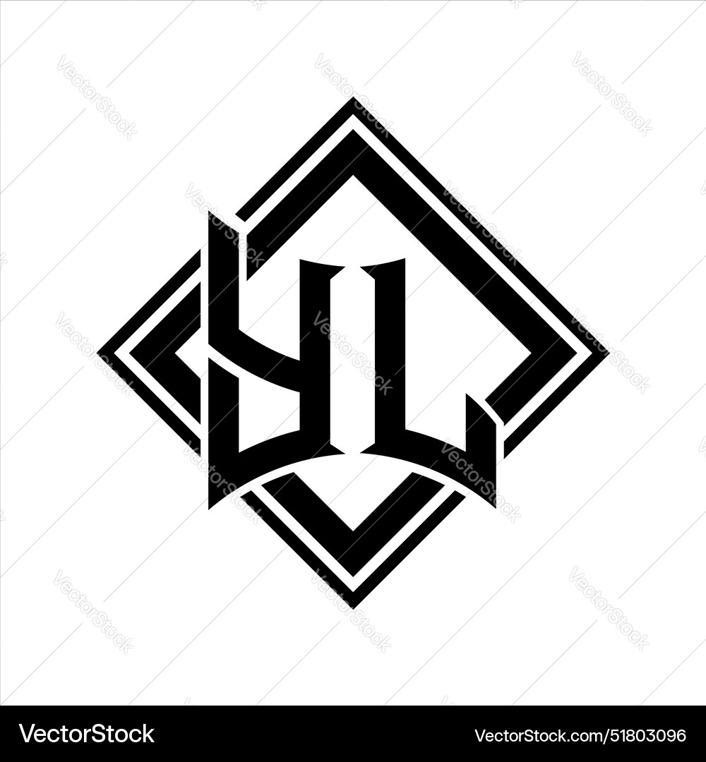 Yl letter logo with abstract shield shape Vector Image