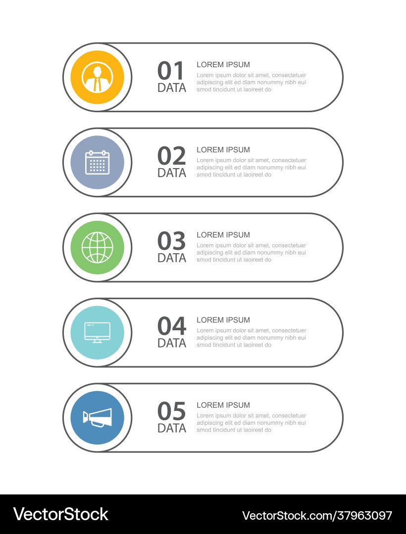 5 data infographics tube thin line index template Vector Image