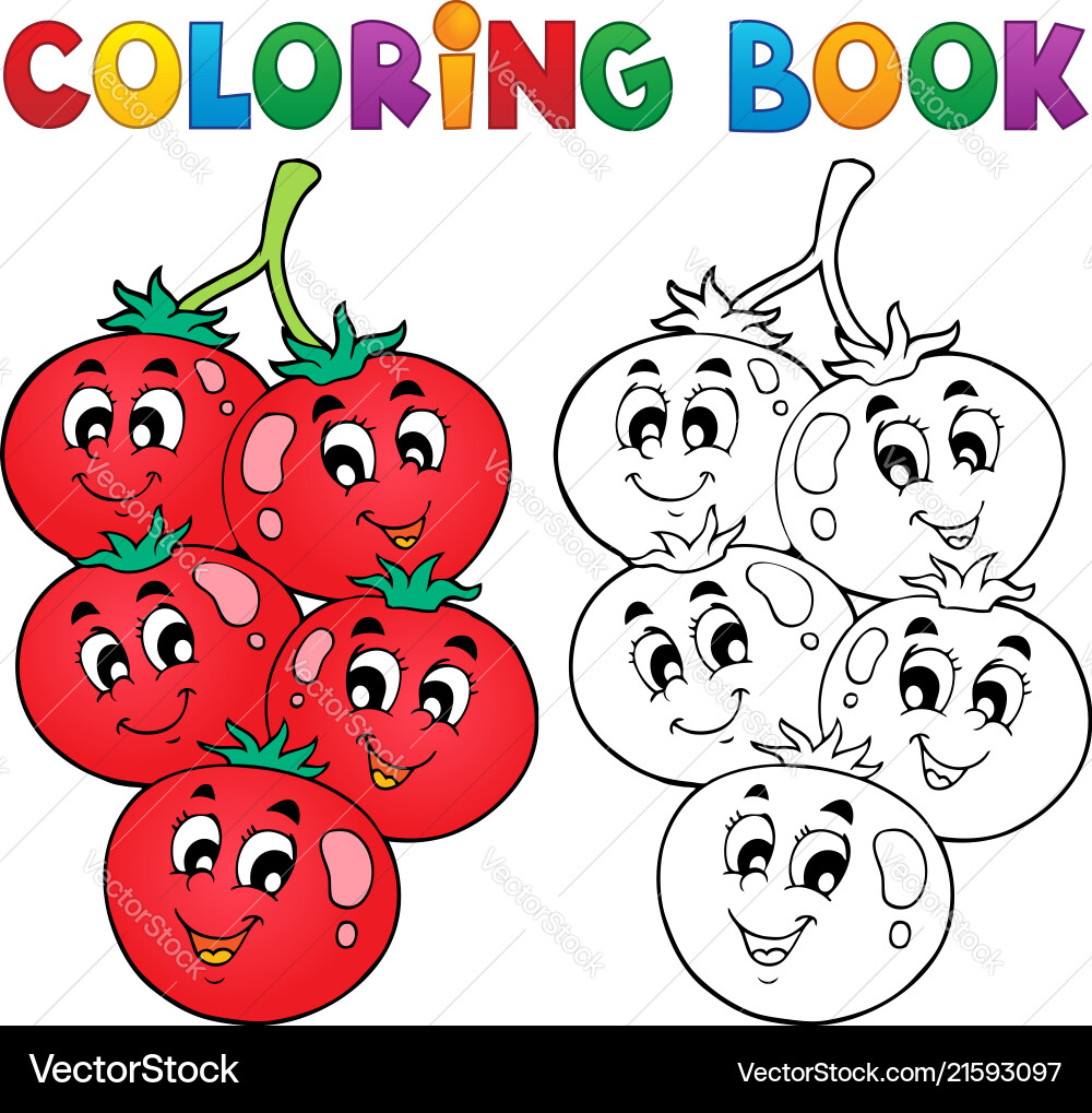 Coloring book vegetable theme 3 Royalty Free Vector Image