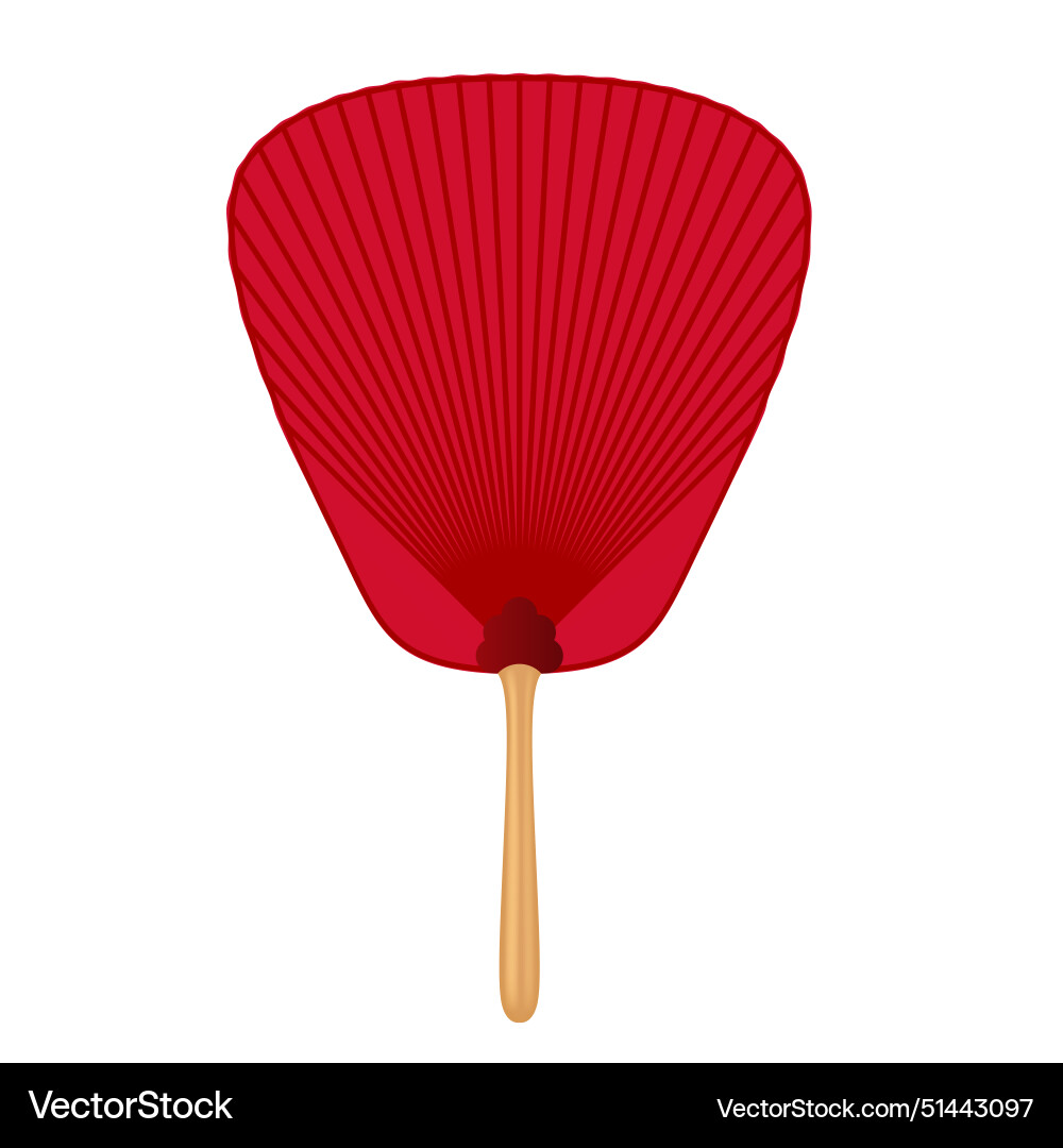 Fixed japanese hand fan with handle realistic Vector Image