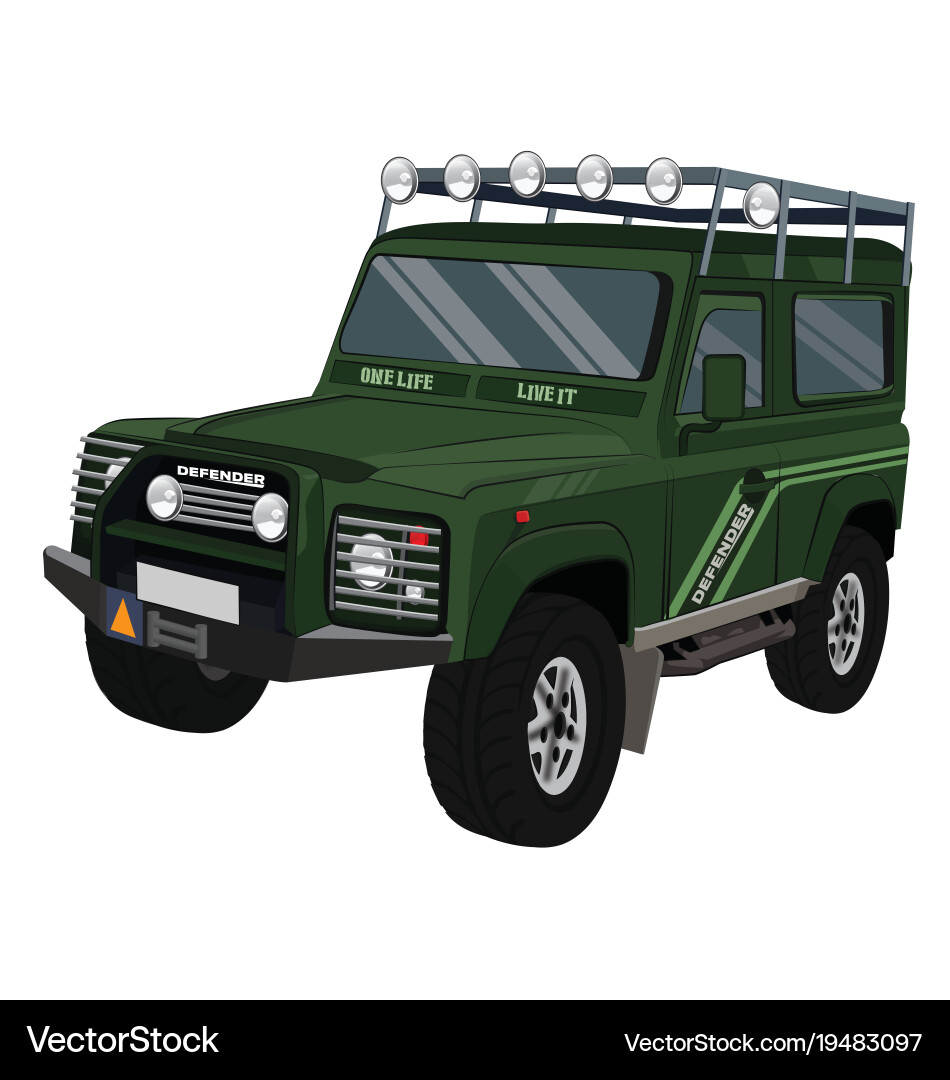 Green Land Rover Defender Royalty Free Vector Image