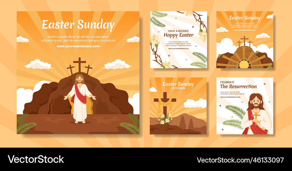 Happy easter sunday day social media post flat Vector Image