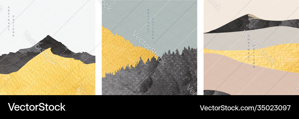 Japanese Mountain Landscape Background Royalty Free Vector