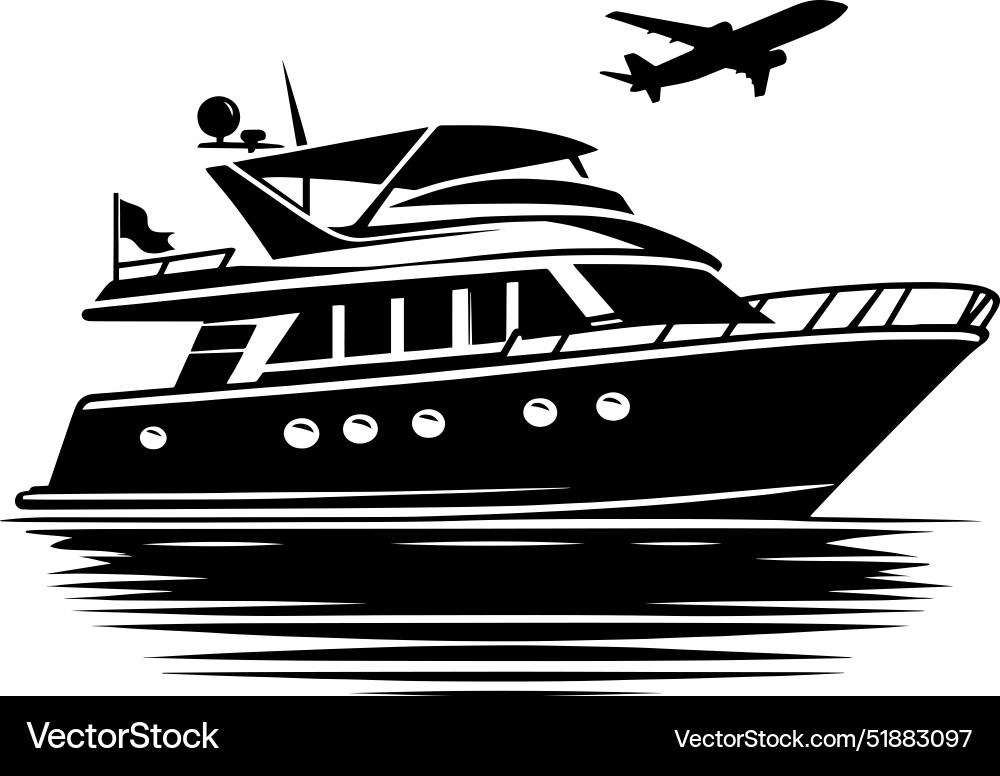 Modern luxury yacht ship silhouette isolated Vector Image