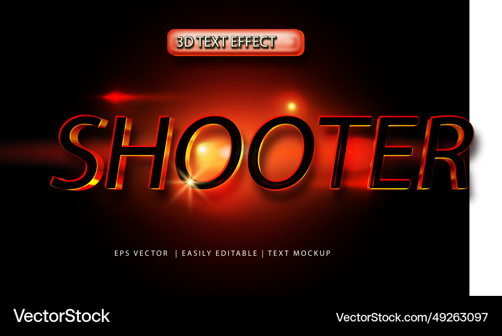 Shooter movie title style 3d editable text effect Vector Image