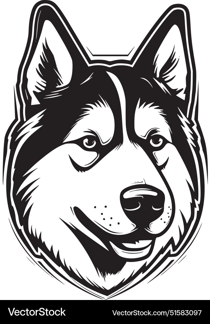 Siberian husky - black and white Royalty Free Vector Image