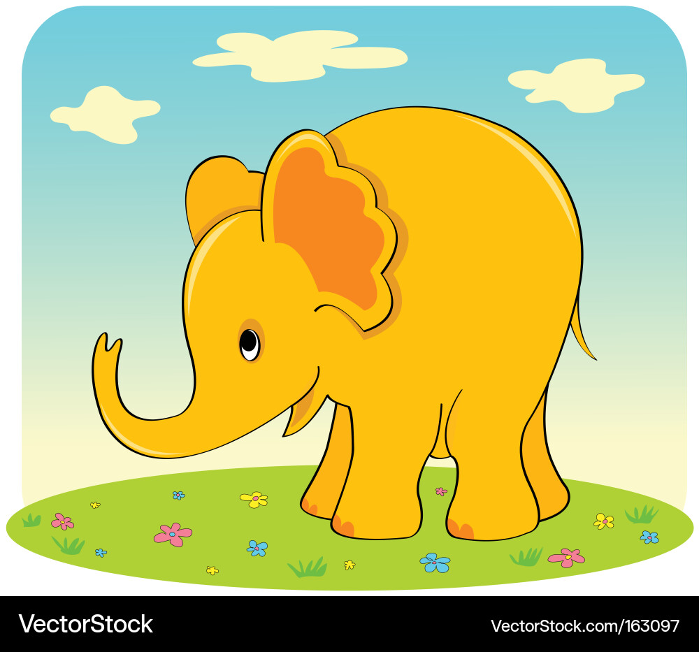 Yellow elephant Royalty Free Vector Image - VectorStock