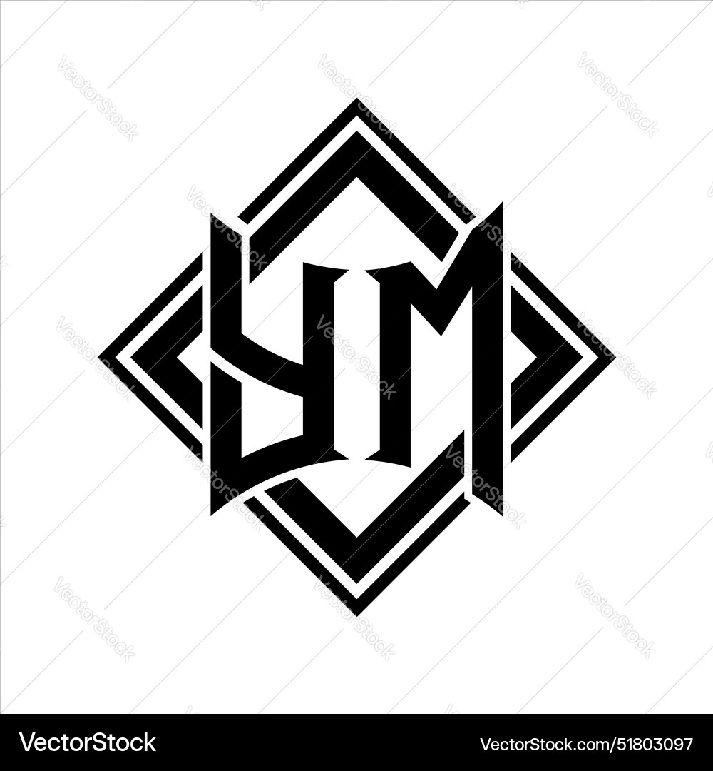 Ym letter logo with abstract shield shape Vector Image