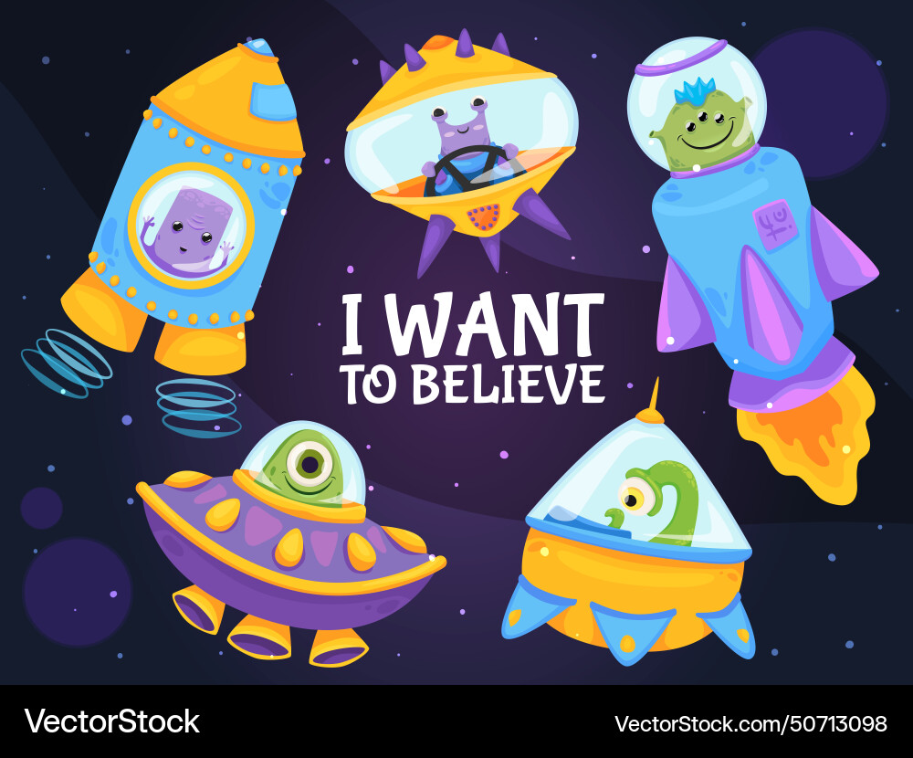 Aliens colorful background Royalty Free Vector Image