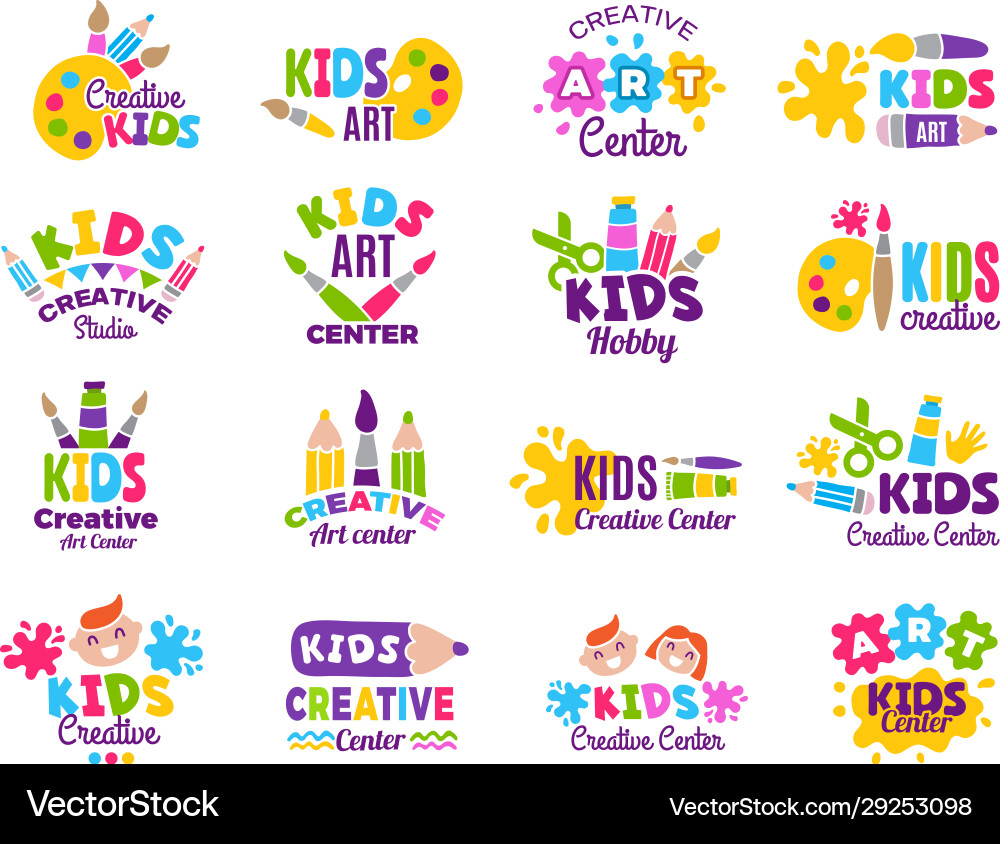 Creative kids logo craft and painting creativity Vector Image