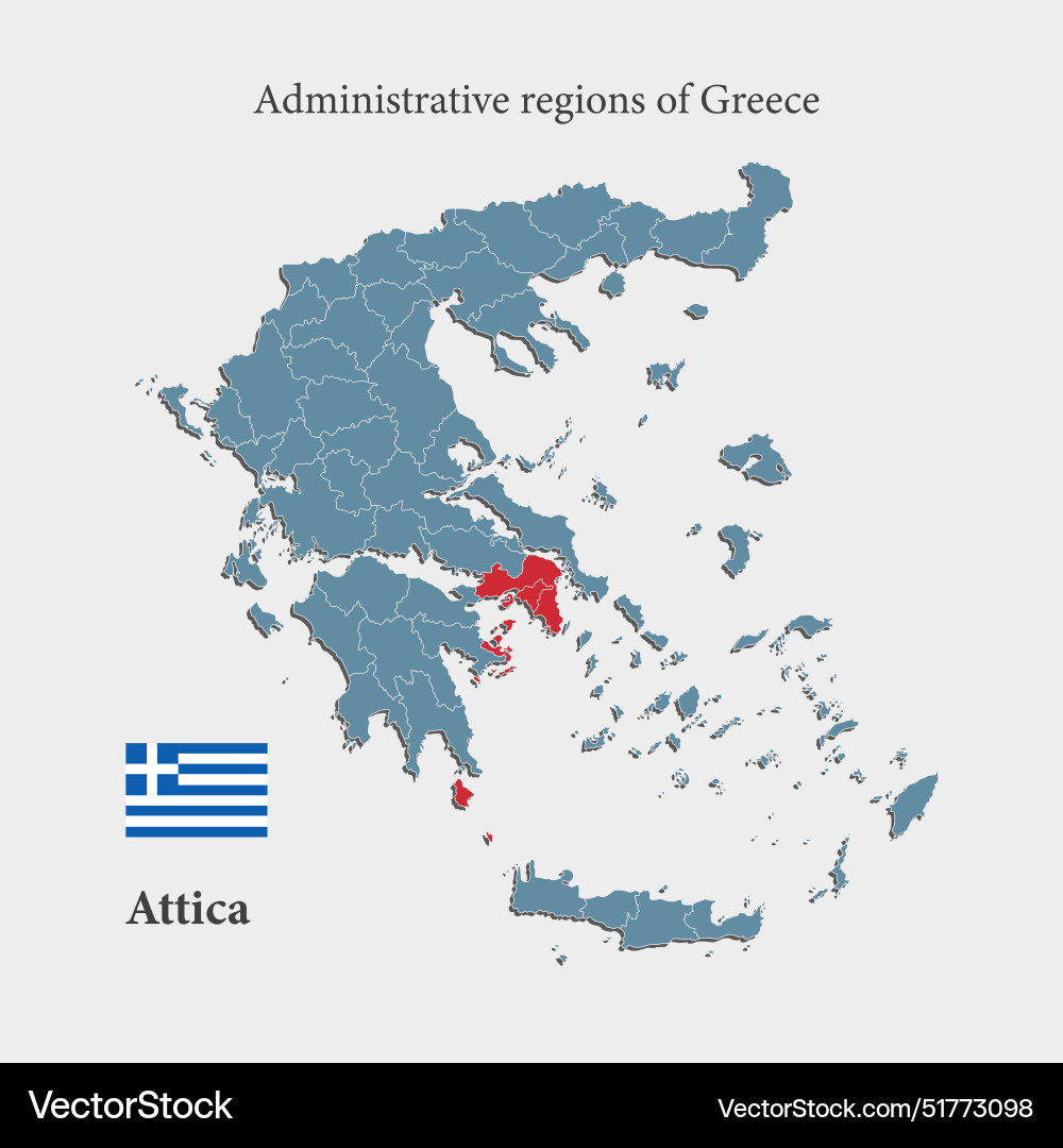 Map greece region attica Royalty Free Vector Image