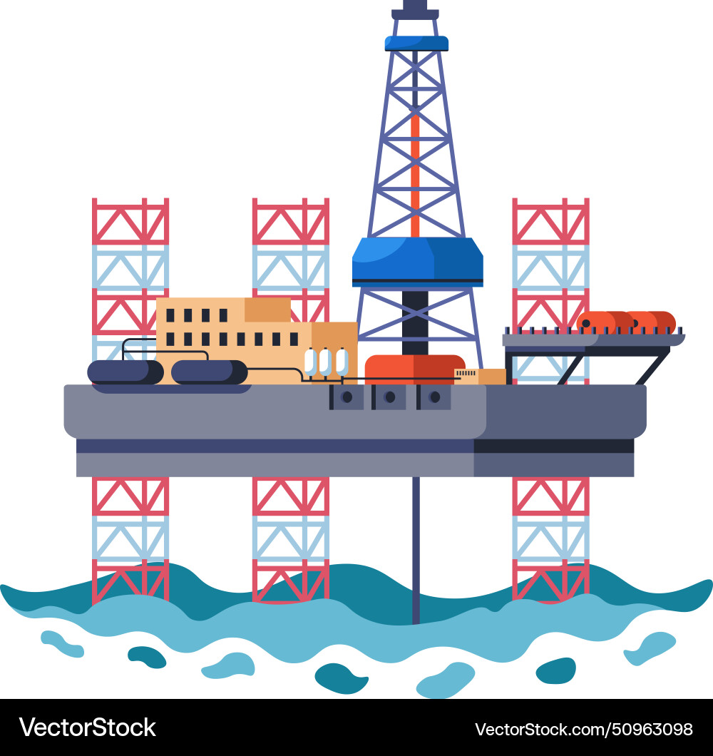 Offshore oil rig structure Royalty Free Vector Image