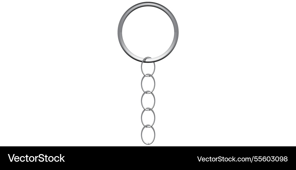 Realistic silver key chain with metal ring Vector Image
