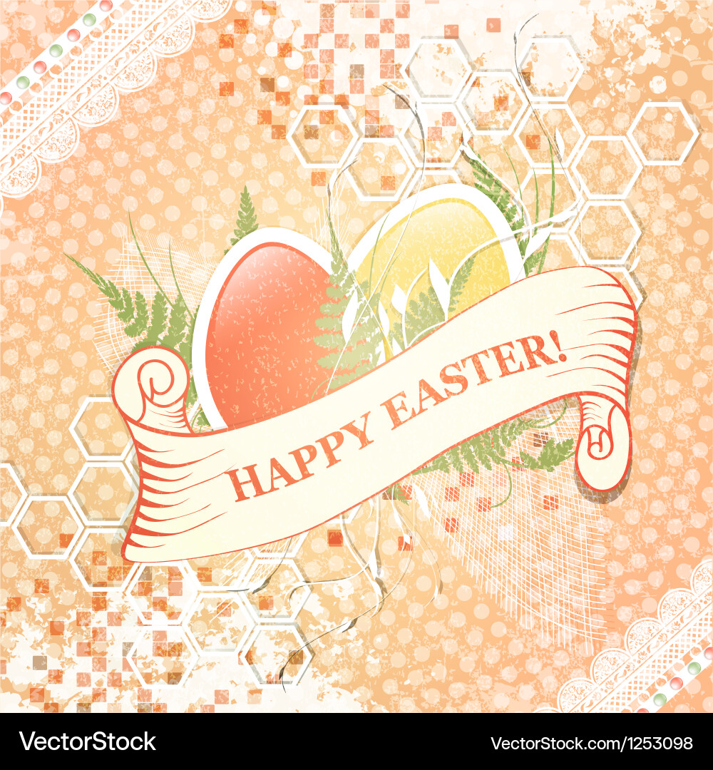 Vintage Easter Ribbon & Eggs Royalty Free Vector Image
