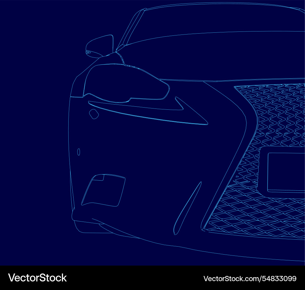 Blue car with a grill the image Royalty Free Vector Image