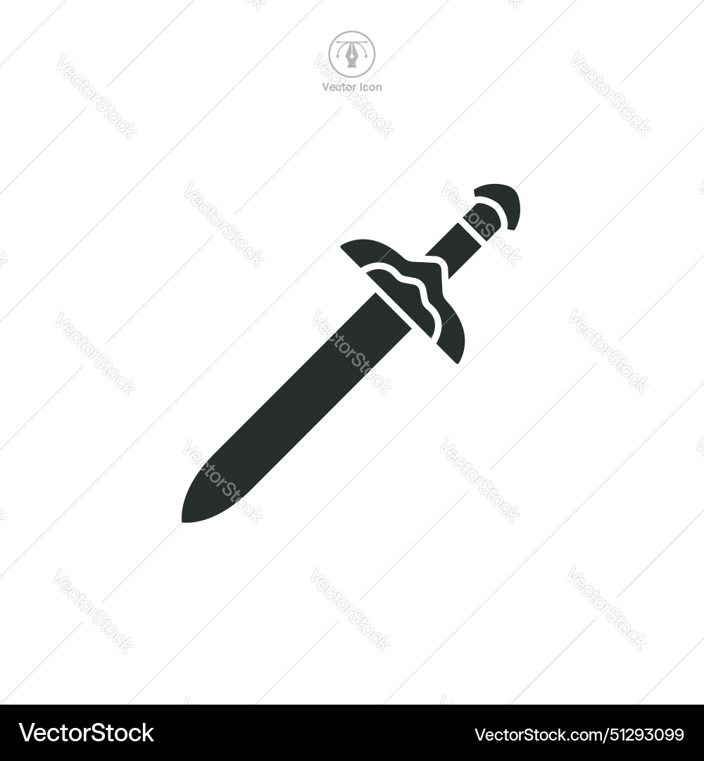 Cartoon game sword icon symbol isolated on white Vector Image