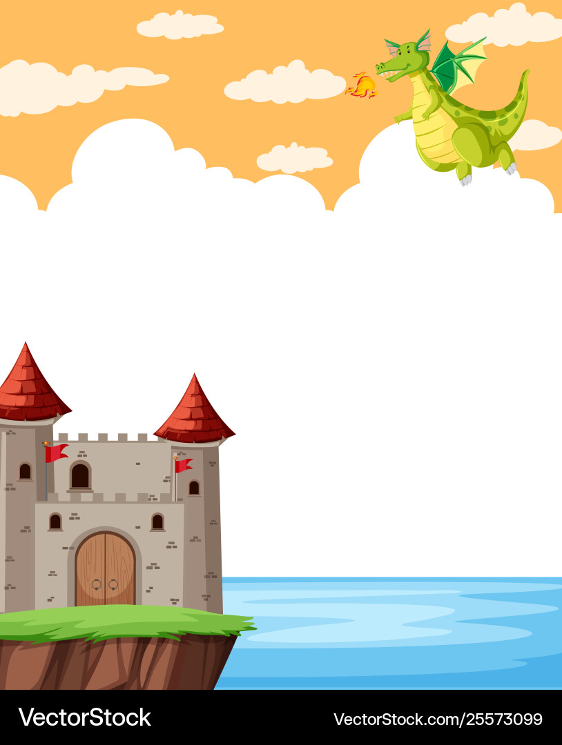 Fantasy castle on note template Royalty Free Vector Image