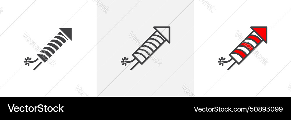 Fireworks rocket sign icon set safety Royalty Free Vector