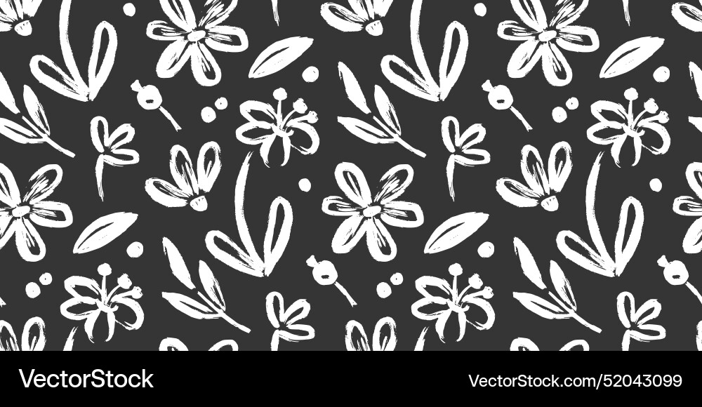 Flower brush seamless pattern floral abstract Vector Image